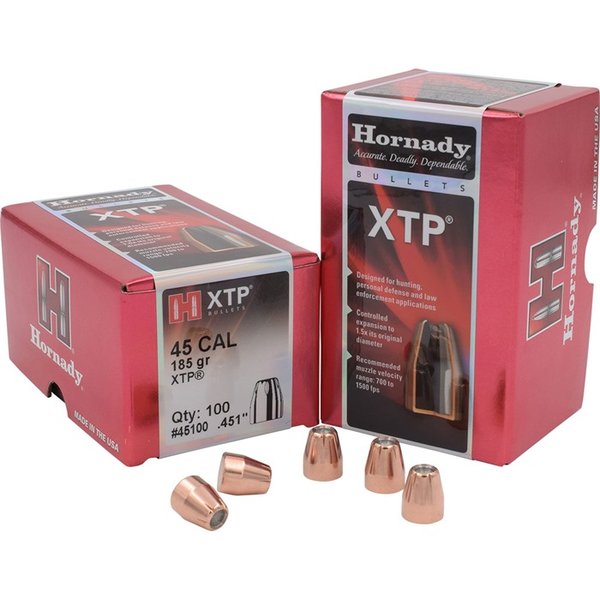 XTP PISTOL BULLETS Hornady 45 CALIBER (0.451") 185GR HP/XTP 100/BOX ...